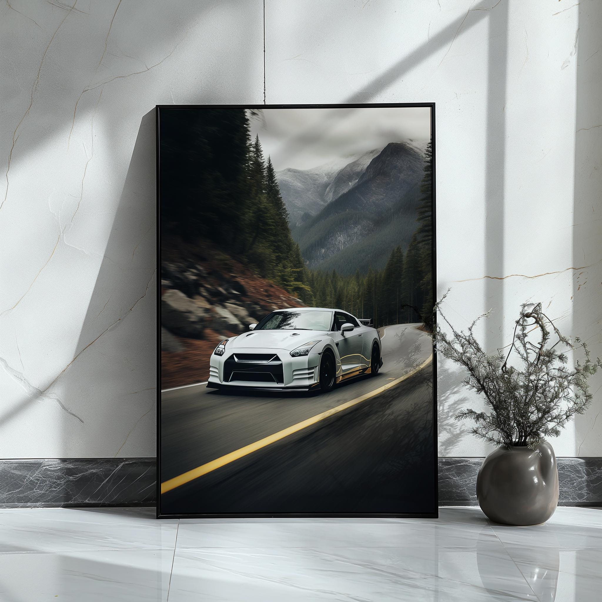 Car Poster Nissan GT-R R35 Mountains Luxury Digital Print Artwork Fast ...