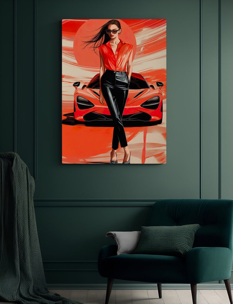 Car Poster Mclaren 720S Luxury Print Artwork Car and Girl Frameless ...