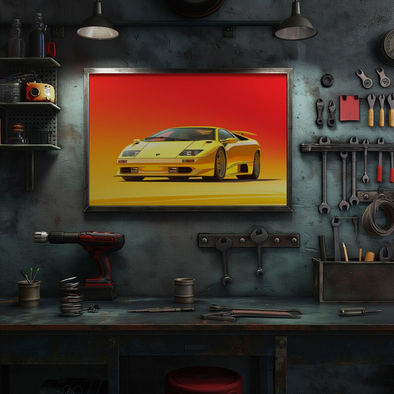 Car Poster Lamborghini Diablo Luxury Print Artwork Frameless Poster ...