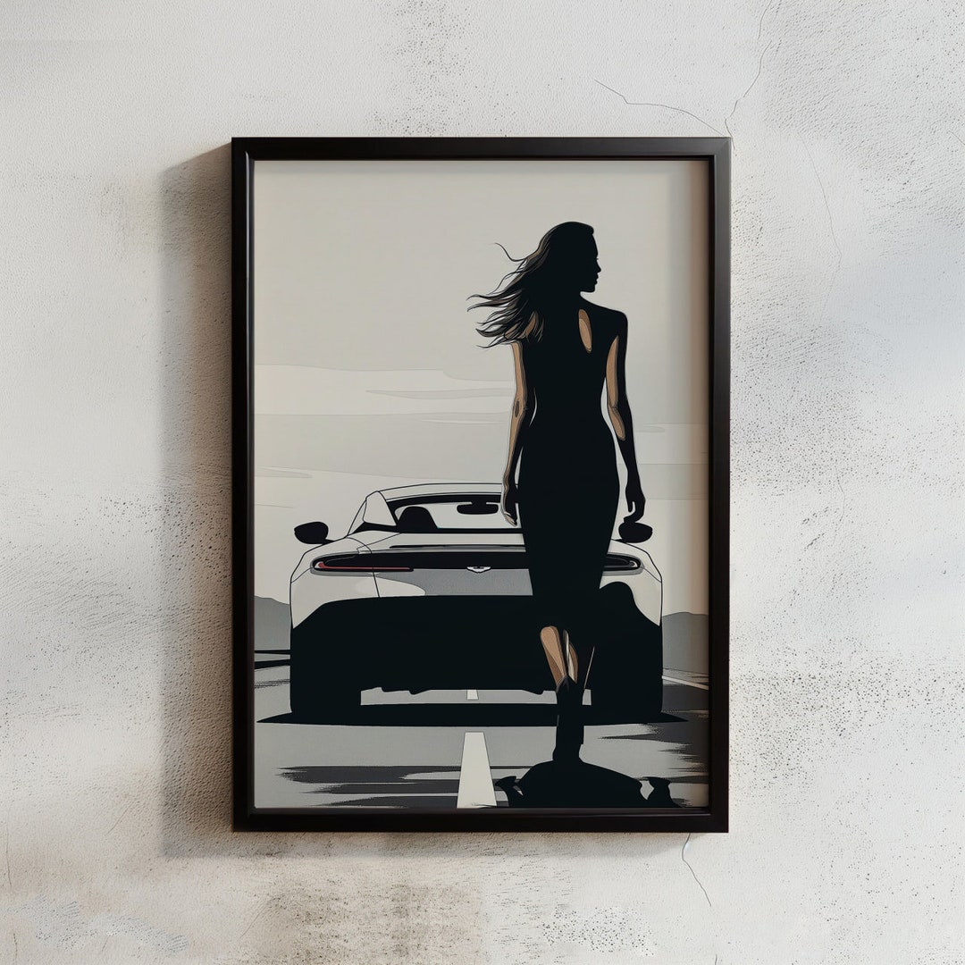 Car Poster Aston Martin Luxury Print Artwork Car and Girl Frameless ...