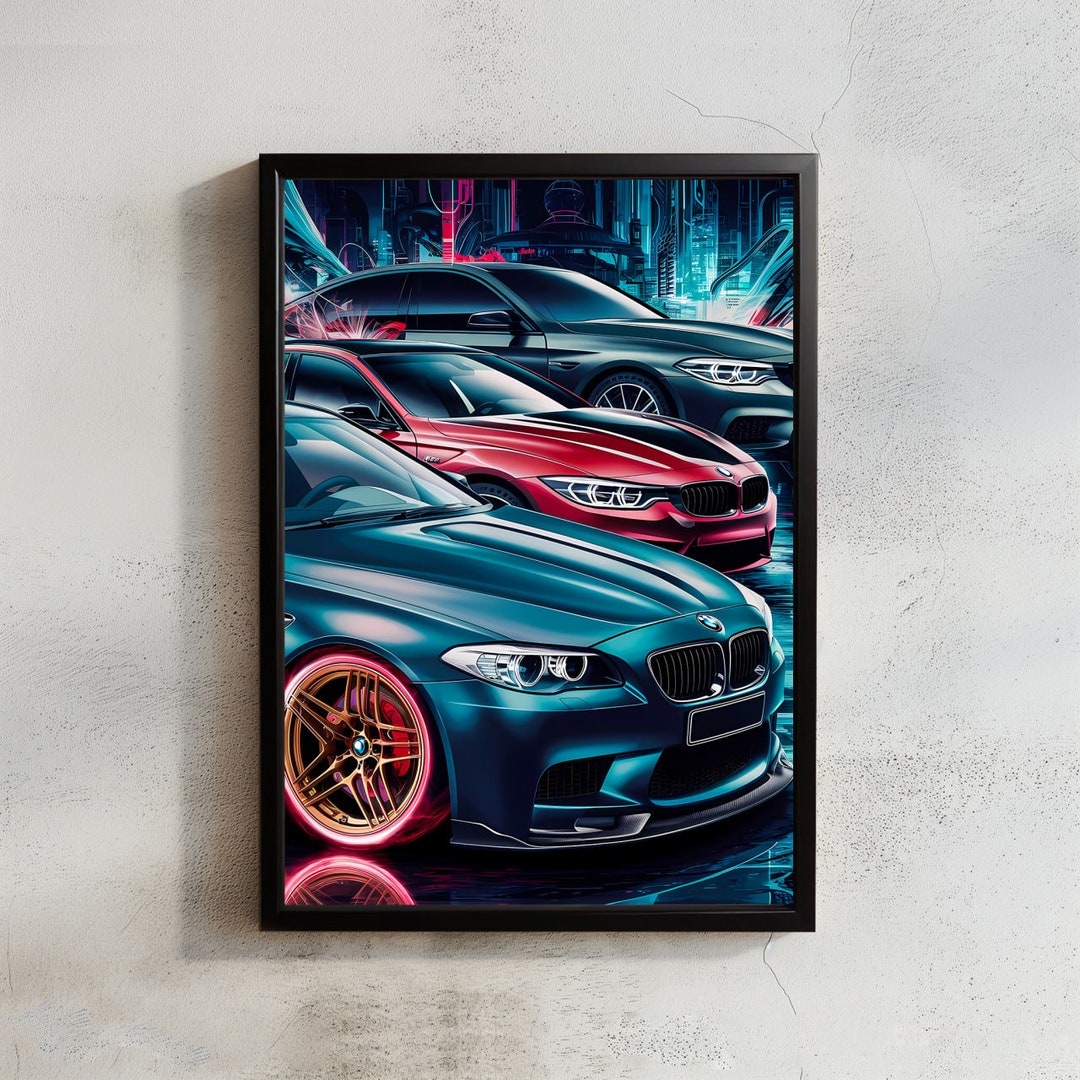 Car Poster BMW M5 F90, M3 Luxury Digital Print Artwork Fast Tuned Car ...