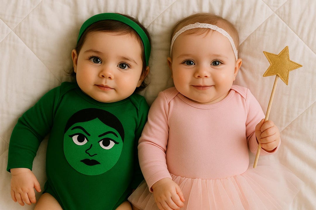DIY Elphaba Glinda Baby Costume Set for Your Twin or Sister Babies ...