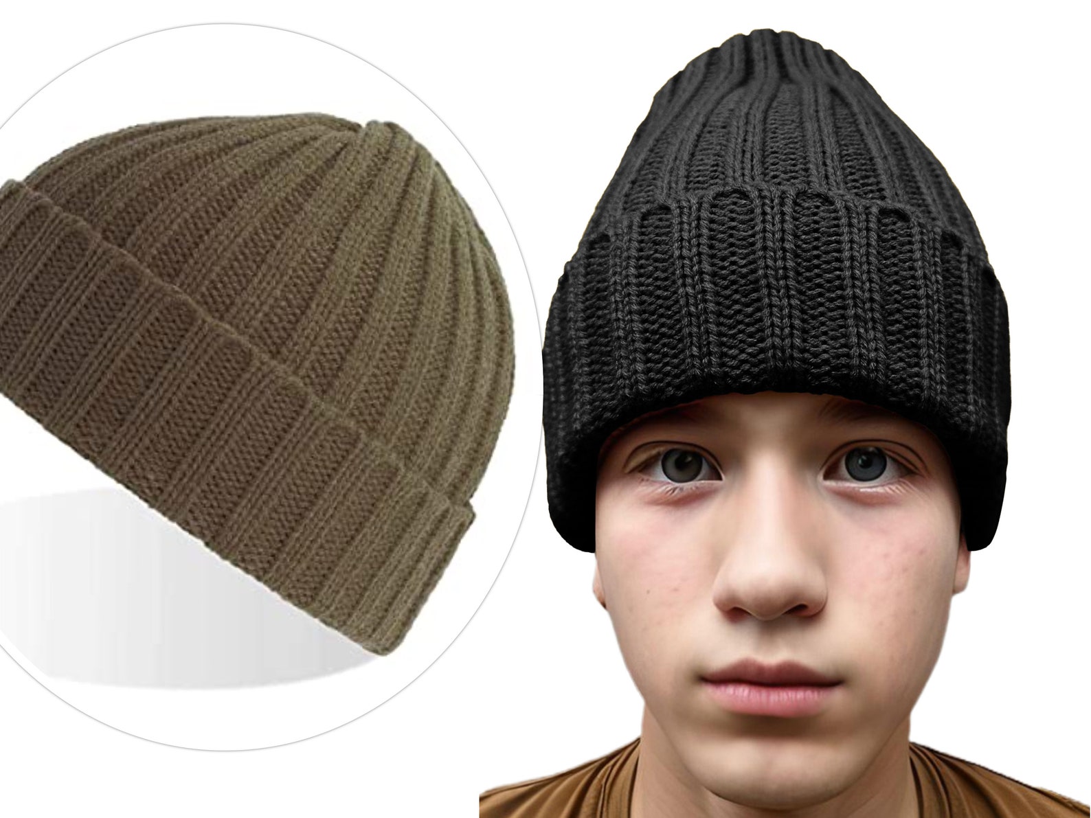 Cable Knit, Winter Skull Beanies for Men & Women Daily Cuffed Plain ...