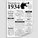 Art Print 1934 90th Birthday Year Retro Newspaper Article Poster Gift ...