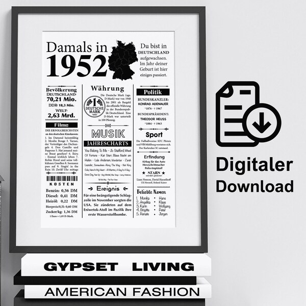 1952 Birthday - Etsy