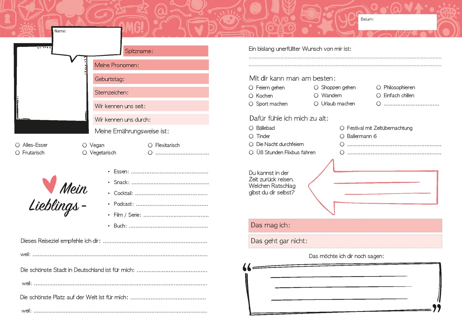 Freundebuch für Erwachsene mit interessanten Fragen an Freunde, Familie ...
