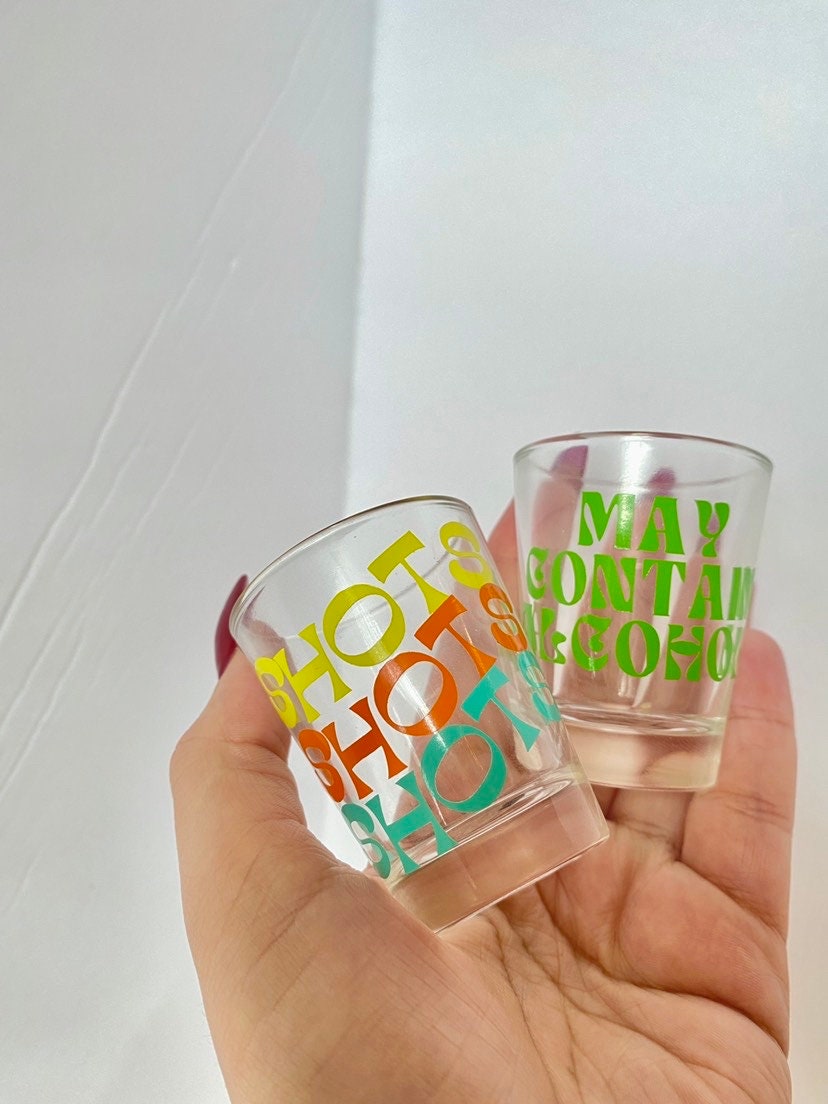 Colorful Retro Cute Shot Glass Set Great Gift Bar Cart Accessories 21st ...
