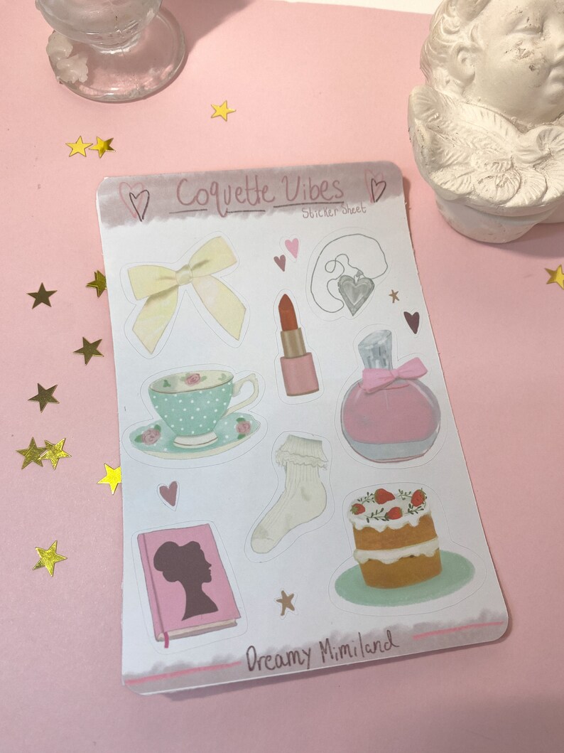 Coquette Aesthetic Sticker Sheet | Matte Bullet Journal Stickers ...