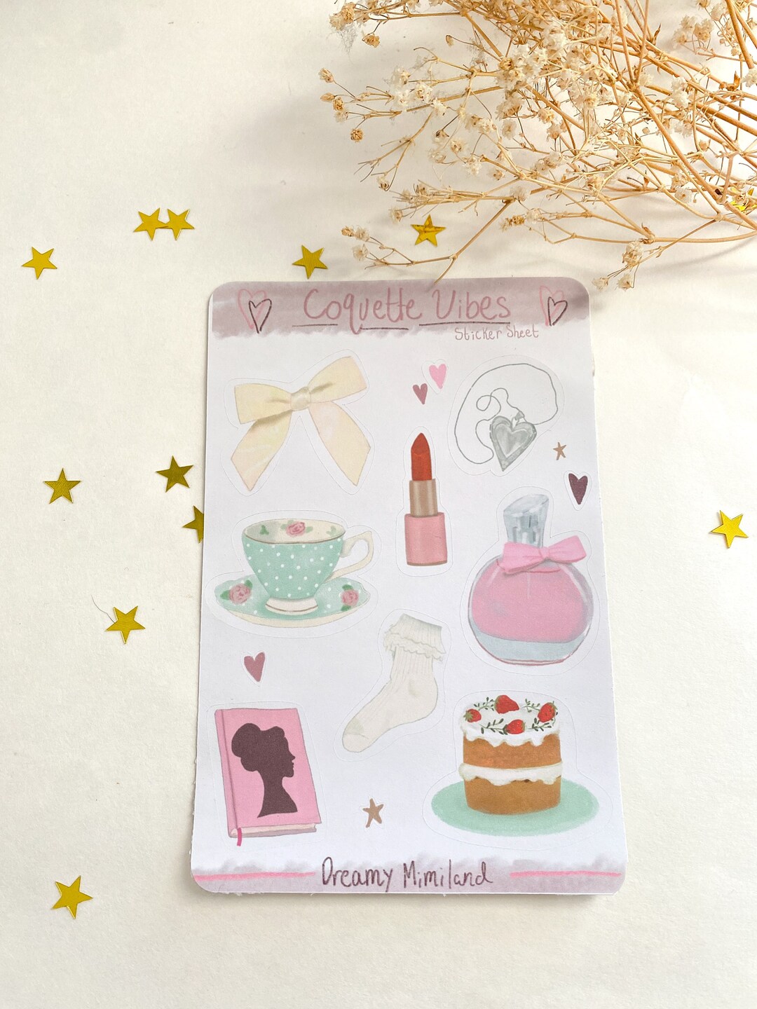 Coquette Aesthetic Sticker Sheet | Matte Bullet Journal Stickers ...