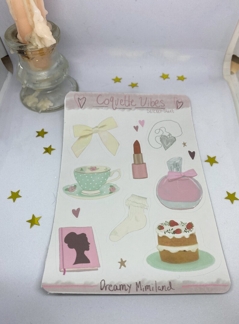 Coquette Aesthetic Sticker Sheet | Matte Bullet Journal Stickers ...