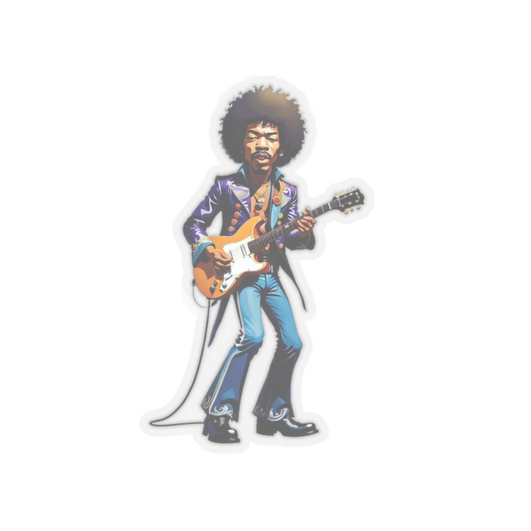 Jimi Hendrix Guitar Sticker, Kiss Cut Sticker, Music Lover Gift, Guitar ...