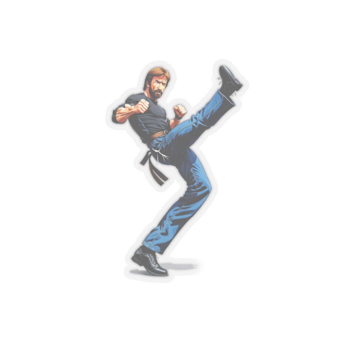 Chuck Norris Roundhouse Kick Sticker, Kisscut Sticker, Laptop Sticker ...