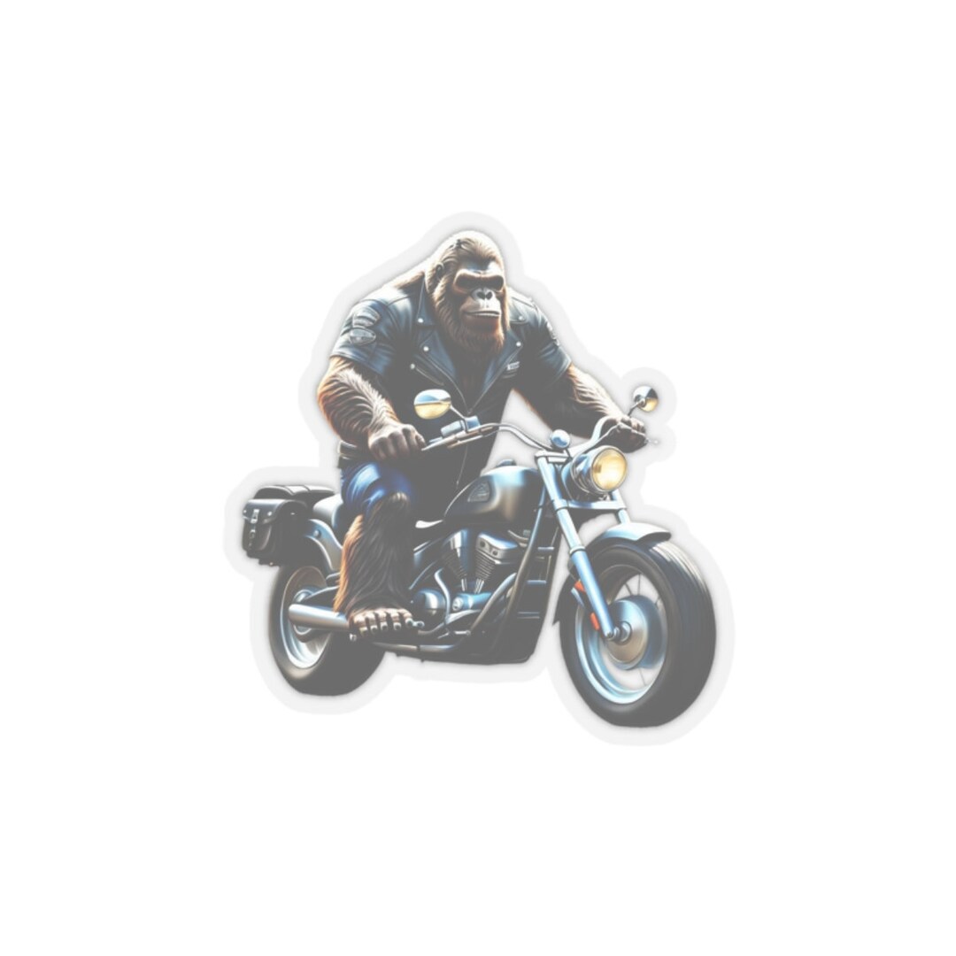 Bigfoot Motorcycle Sticker, Kiss Cut Vinyl Sticker, Sasquatch Decal ...