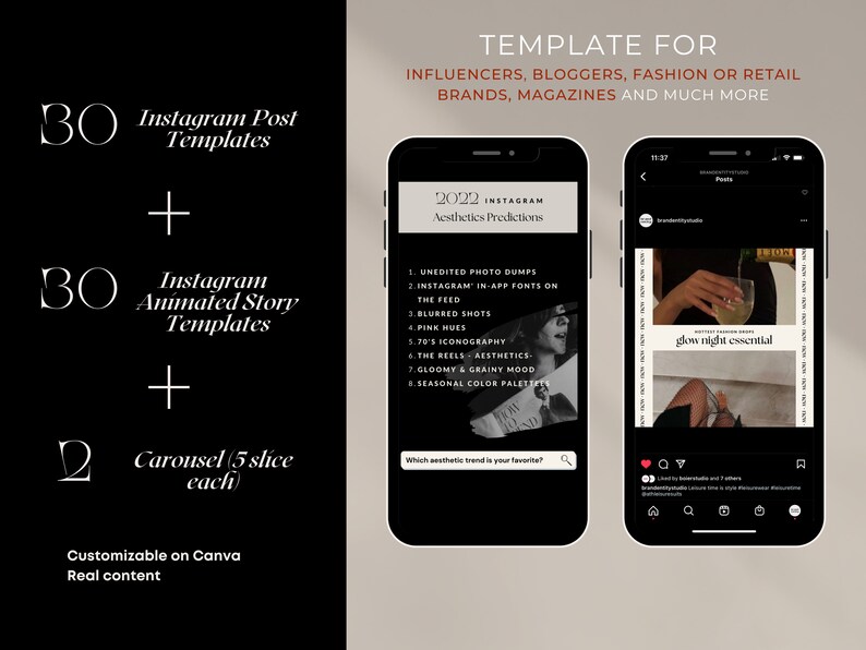 70 Luxury Instagram Template | Aesthetic Social Media Templates ...