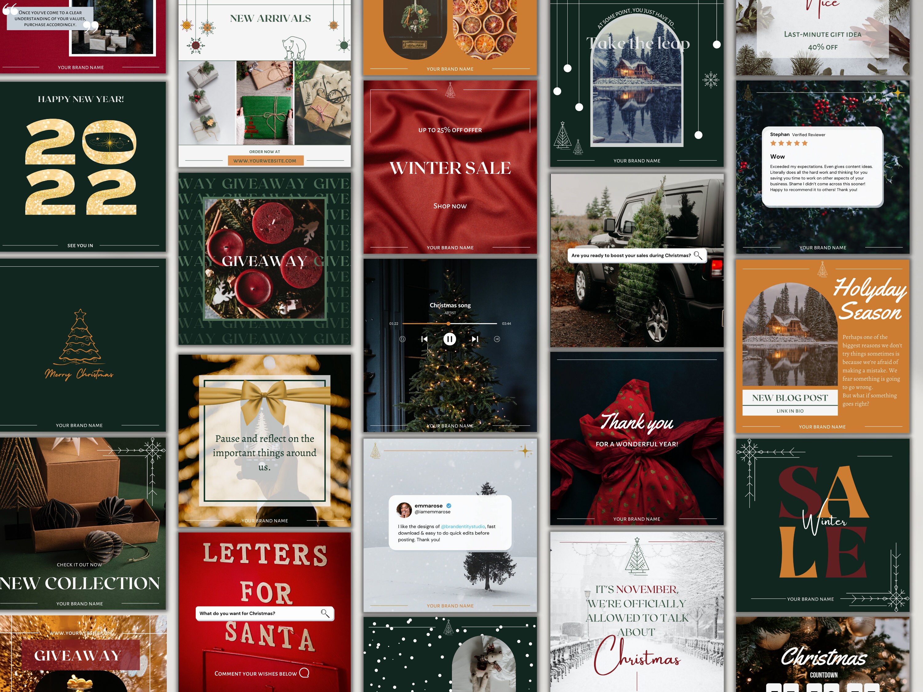 Christmas Instagram Templates Engagement Instagram Canva - Etsy