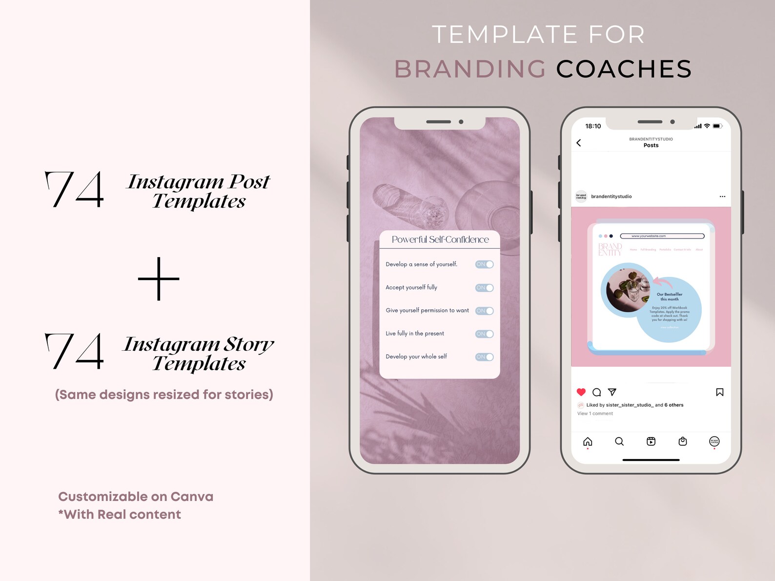 Coaching Instagram Templates for Canva, Canva Template, Engagement ...