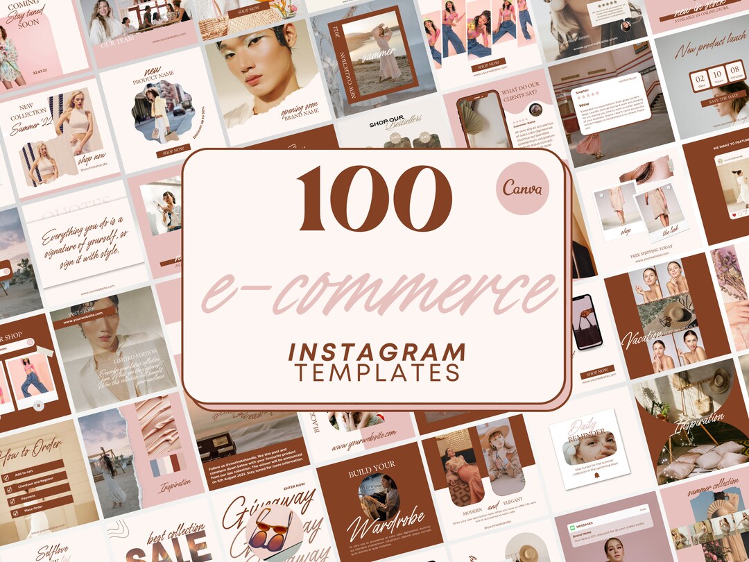 Boho Pink Instagram Post Templates: E-commerce Social Media (100 Canva ...