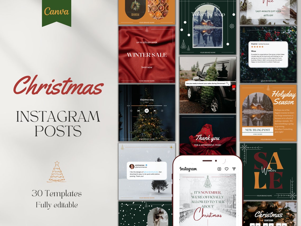 Christmas Instagram Templates Engagement Instagram Canva - Etsy