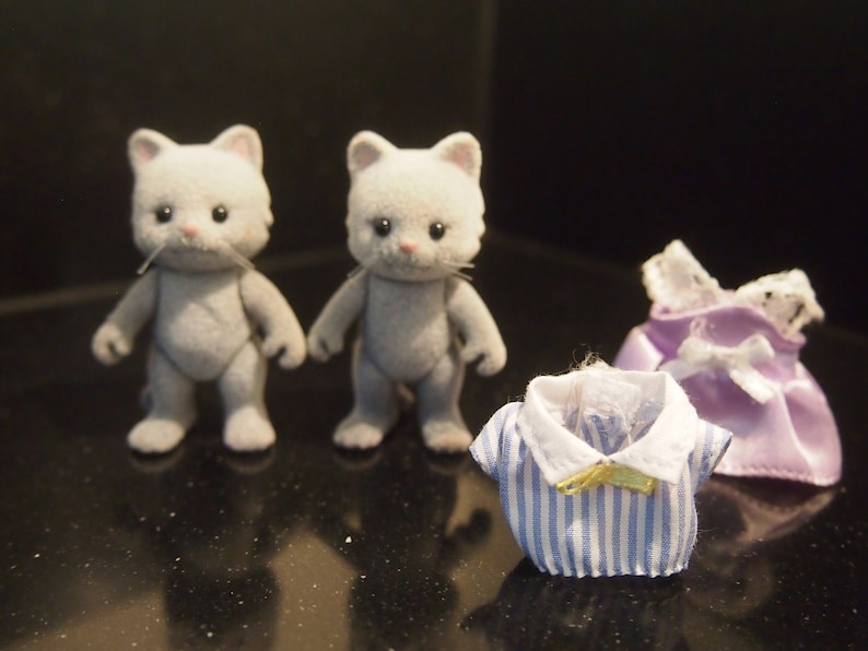 Sylvanian Families Simpkins Cat Family, the Twins Girl and Boy Vintage ...