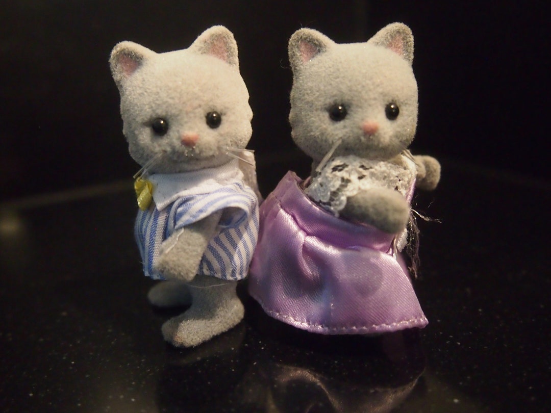 Sylvanian Families Simpkins Cat Family, the Twins Girl and Boy Vintage ...