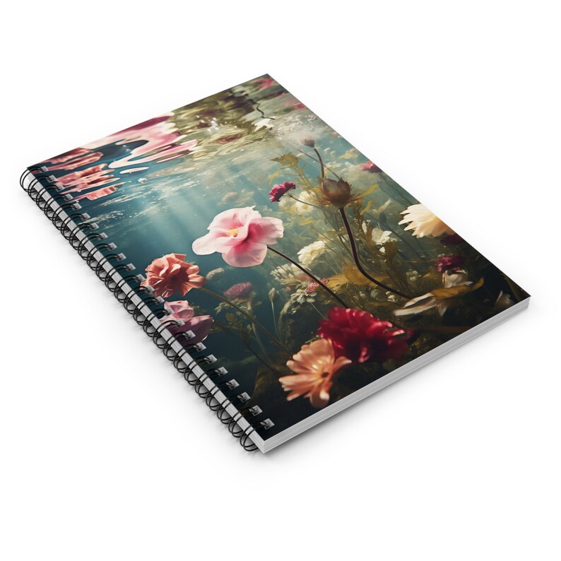 Dreamy Underwater Floating Flowers Spiral Notebook Ruled Line Notebook ...