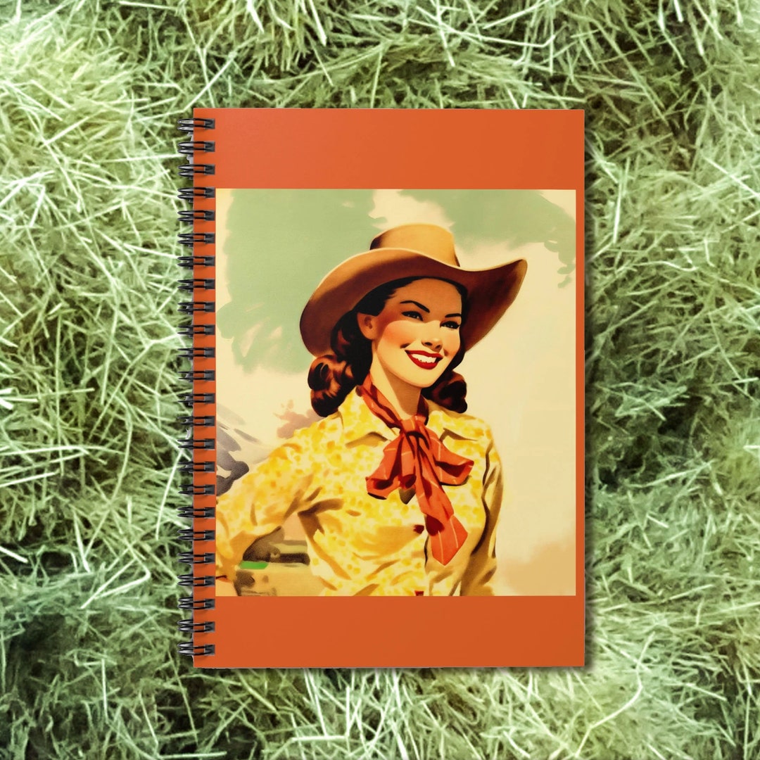 Retro Cowgirl Spiral Notebook Ruled Line 1930s Graphics Style Ranch ...