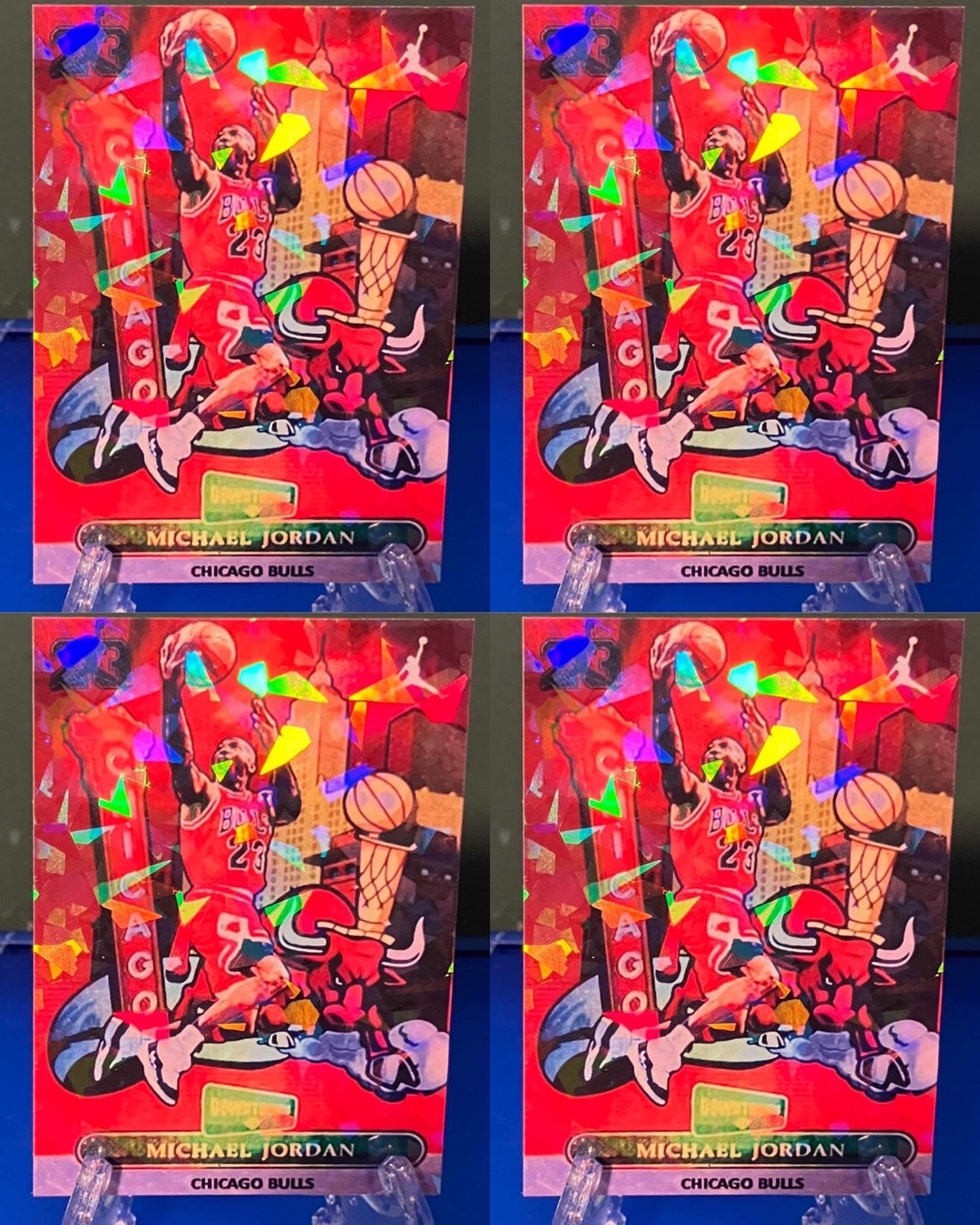 4 Michael Jordan Downtown Holographic Cracked Ice Cards Made by Dynasty ...