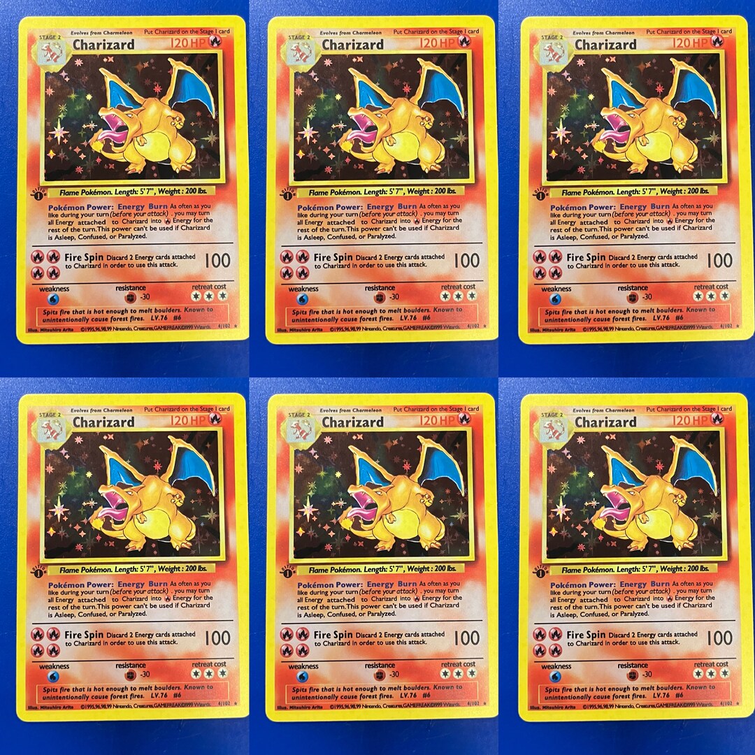 6-high Quality 1st Edition Holographic Charizard Custom Proxy - Etsy