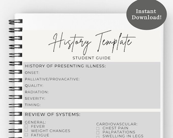DIGITAL Download, Printable Essential H&P Clinical Template for Medical ...