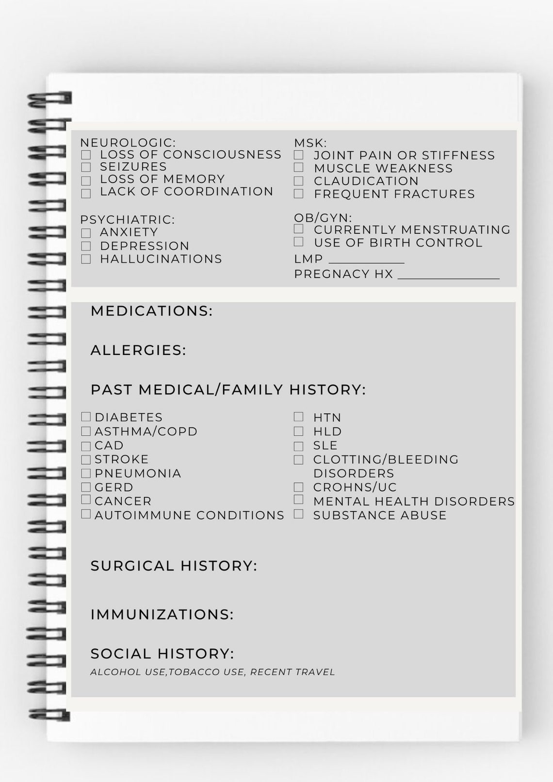 DIGITAL Download, Printable Essential H&P Clinical Template for Medical ...