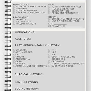DIGITAL Download, Printable Essential H&P Clinical Template for Medical ...