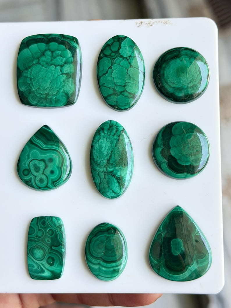 Natural Malachite Cabochon Gemstone | Green Malachite Loose Stone ...