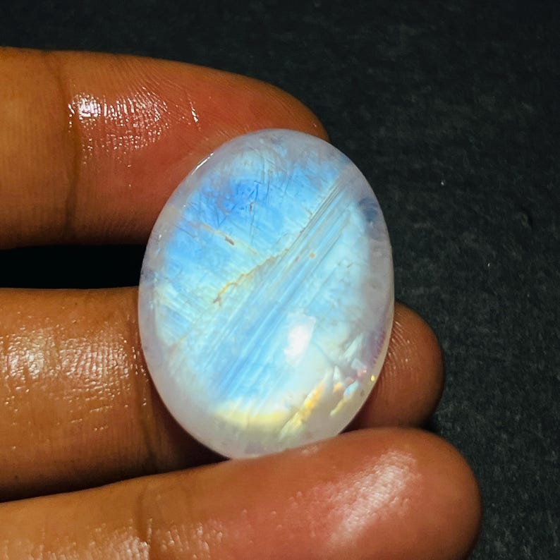 Blue Fire Moonstone Cabochon, Natural Gemstone (29x21x7 MM) - Etsy
