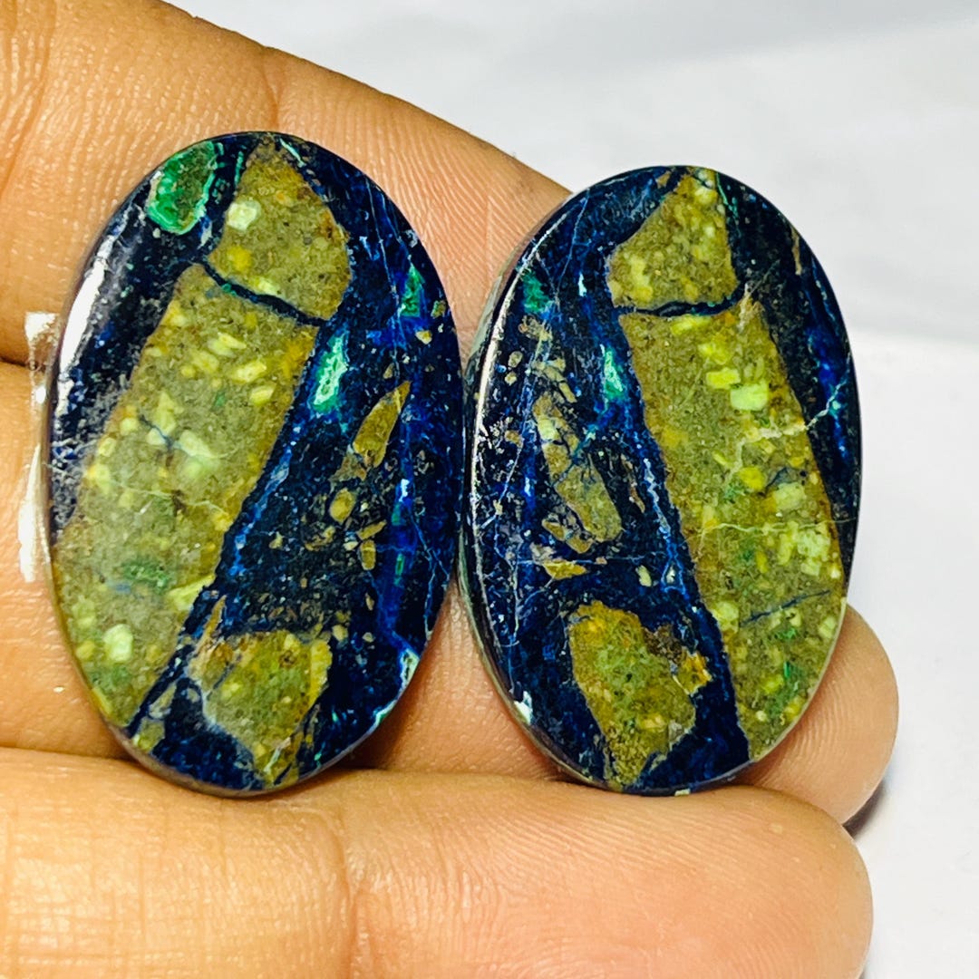 Natural Azurite Malachite Matched Pair for Earring, Azurite Gemstone ...