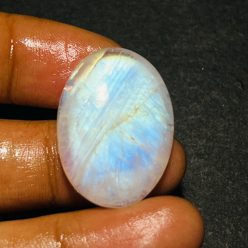 Blue Fire Moonstone Cabochon, Natural Gemstone (29x21x7 MM) - Etsy