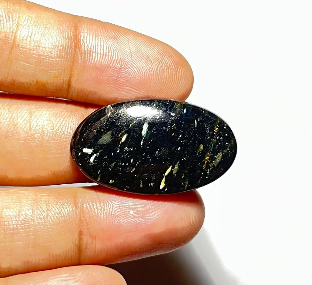 Oval Nuummite Cabochon, Greenland Gemstone, Jewelry Making (19X32X5 Mm ...