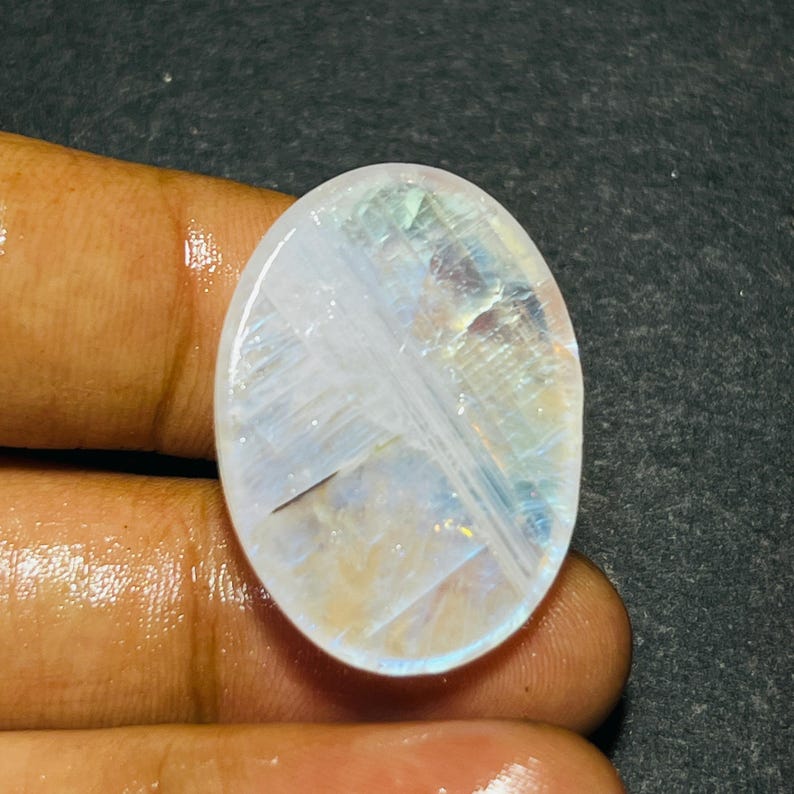 Blue Fire Moonstone Cabochon, Natural Gemstone (29x21x7 MM) - Etsy