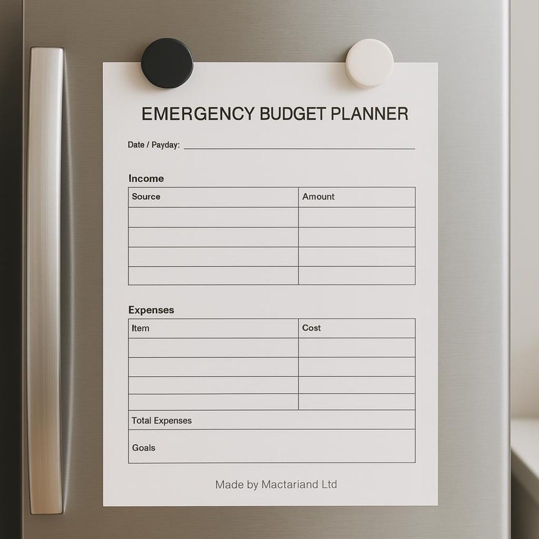 Emergency Budget Planner – Payday Printable, Financial Reset, Instant ...