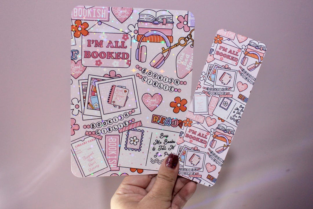 All Booked Kindle Insert & Bookmark Set | Sparkle Overlay | Book Lover ...