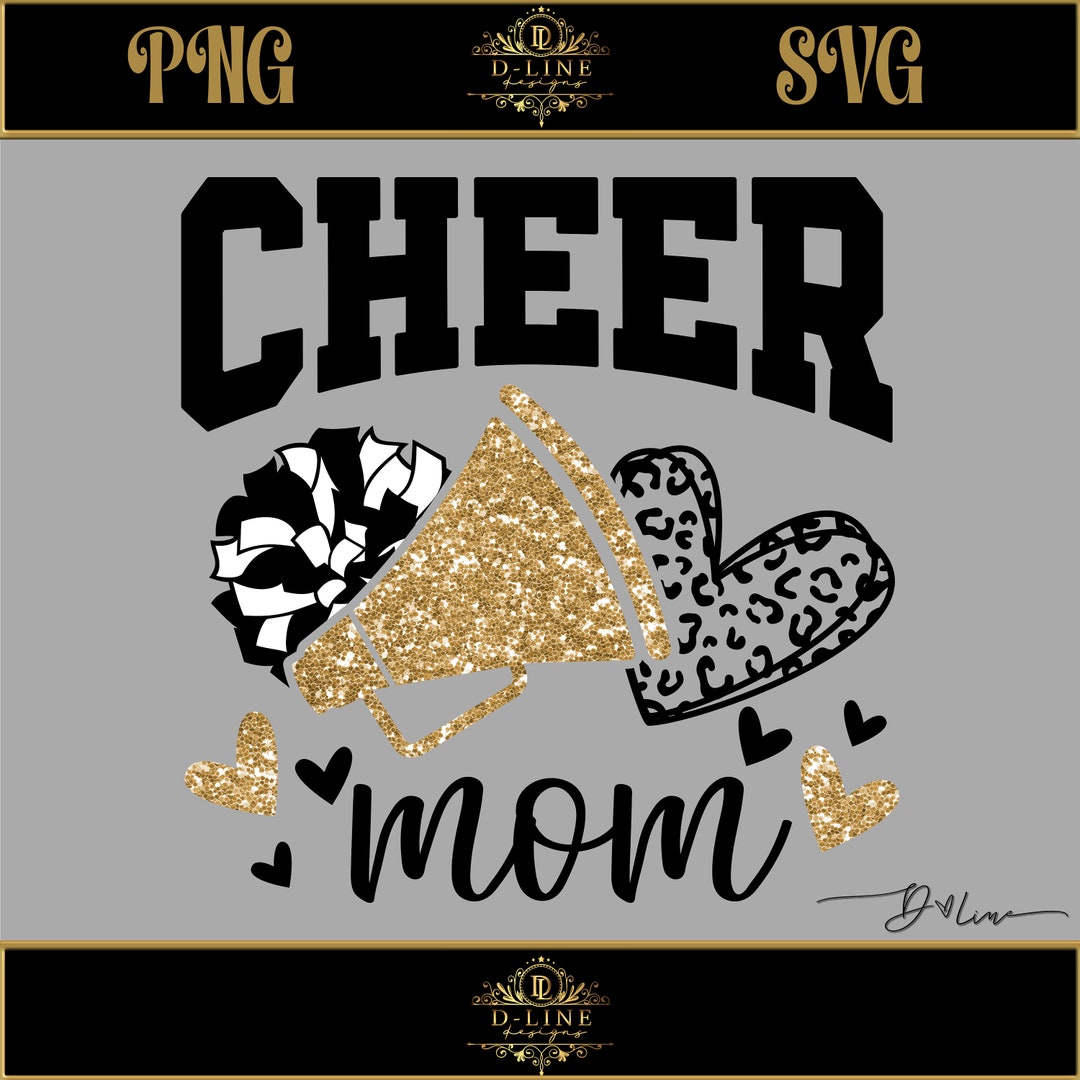 Cheer Mom Leopard Glitter SVG, PNG. Cute Heart Leopard Cheer Mom, Gift ...