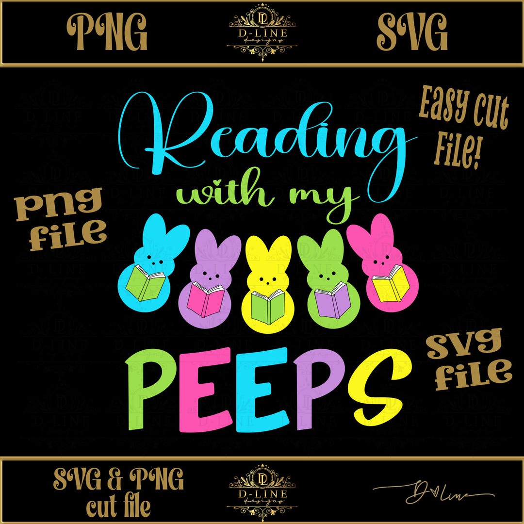 Reading With My Peeps Easter Librarian SVG PNG Instant Download. School ...