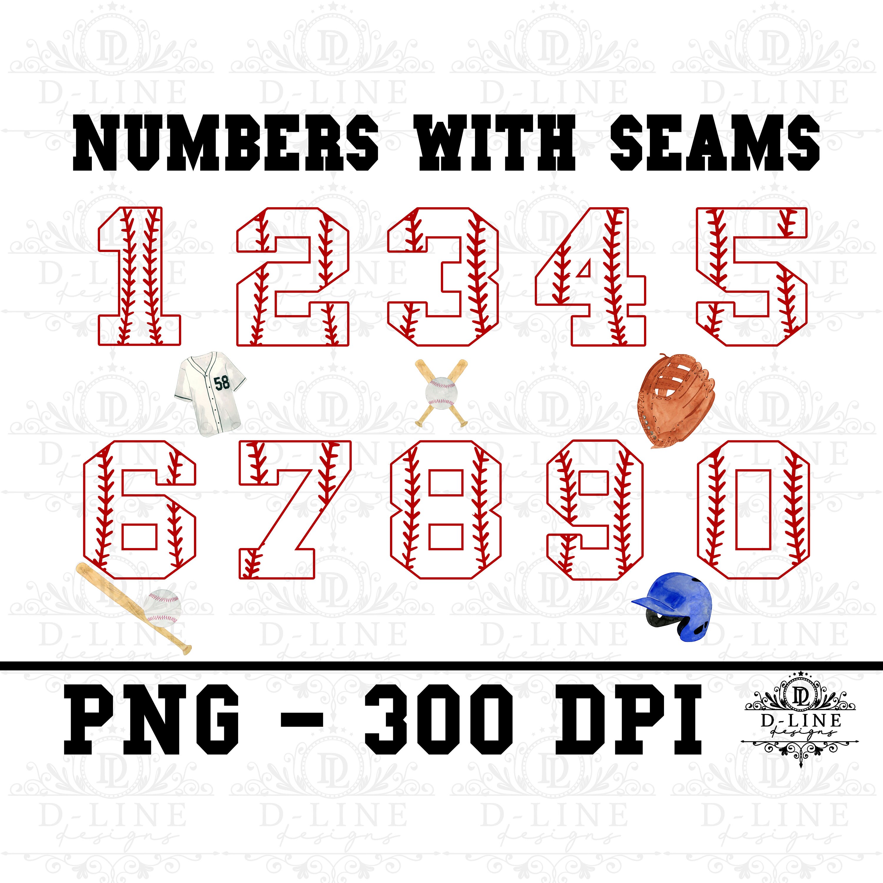 Baseball Softball Numbers SVG & PNG. Instant Digital Download. Numbers ...