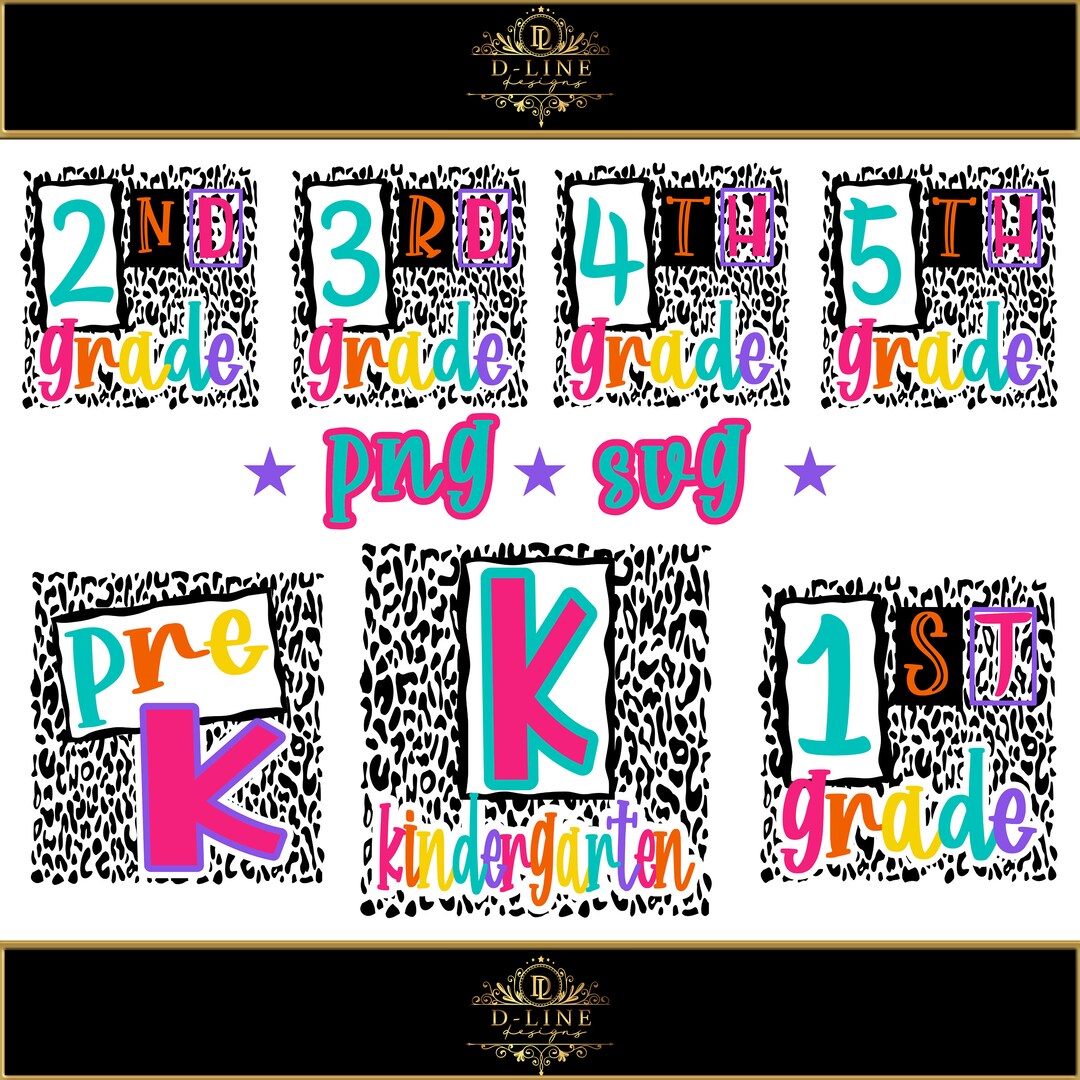 Grade Level Leopard Chetah Design. Back to School. PNG. SVG. Staff ...