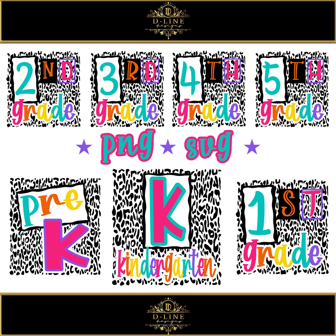 Grade Level Leopard Chetah Design. Back to School. PNG. SVG. Staff ...