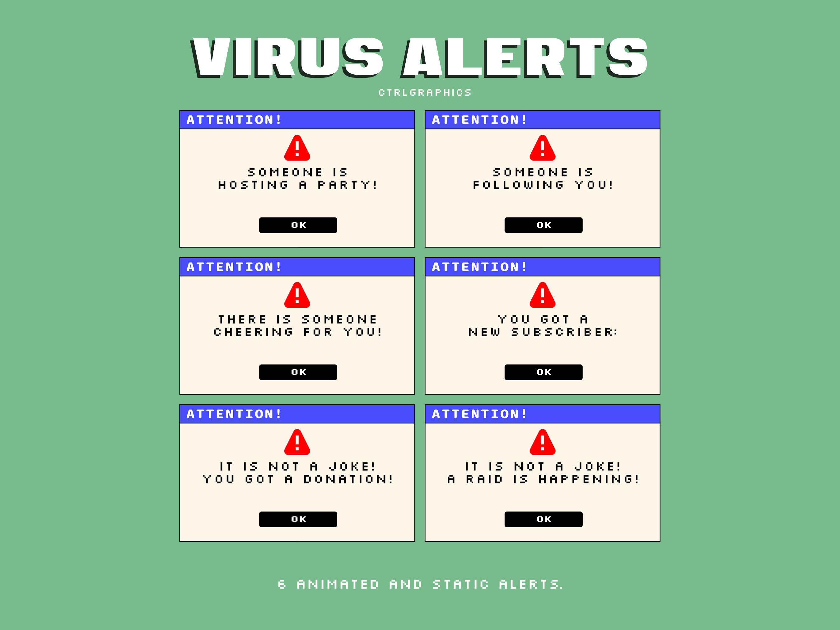 6 Animated Alert Virus Inspired Alerts for Twitch / Twitch or Youtube ...