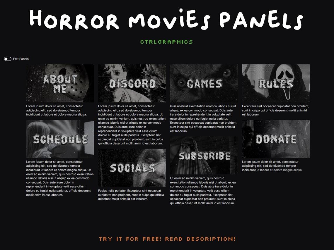 Horror Movie Twitch Panels: Spooky Streaming Graphics (digital Download ...