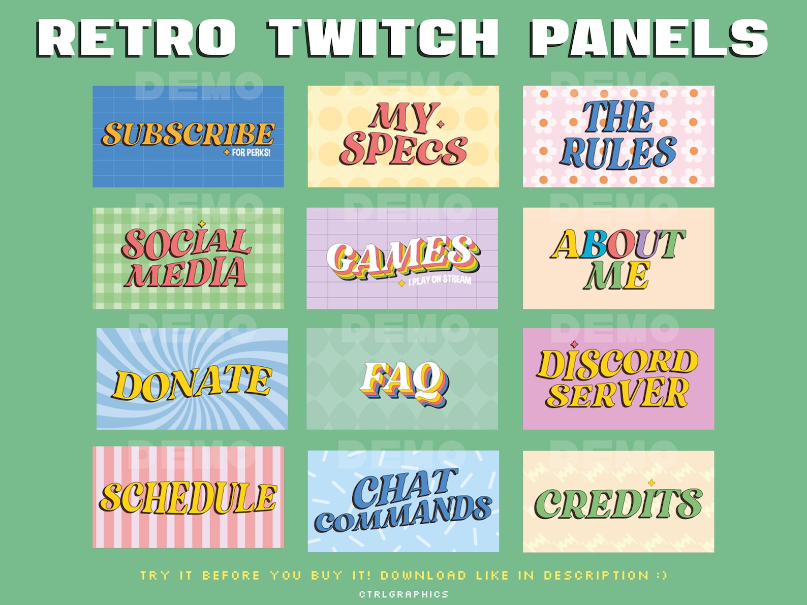 Retro Twitch Panels / 50s 60s 90s Pastel Panels. - Etsy