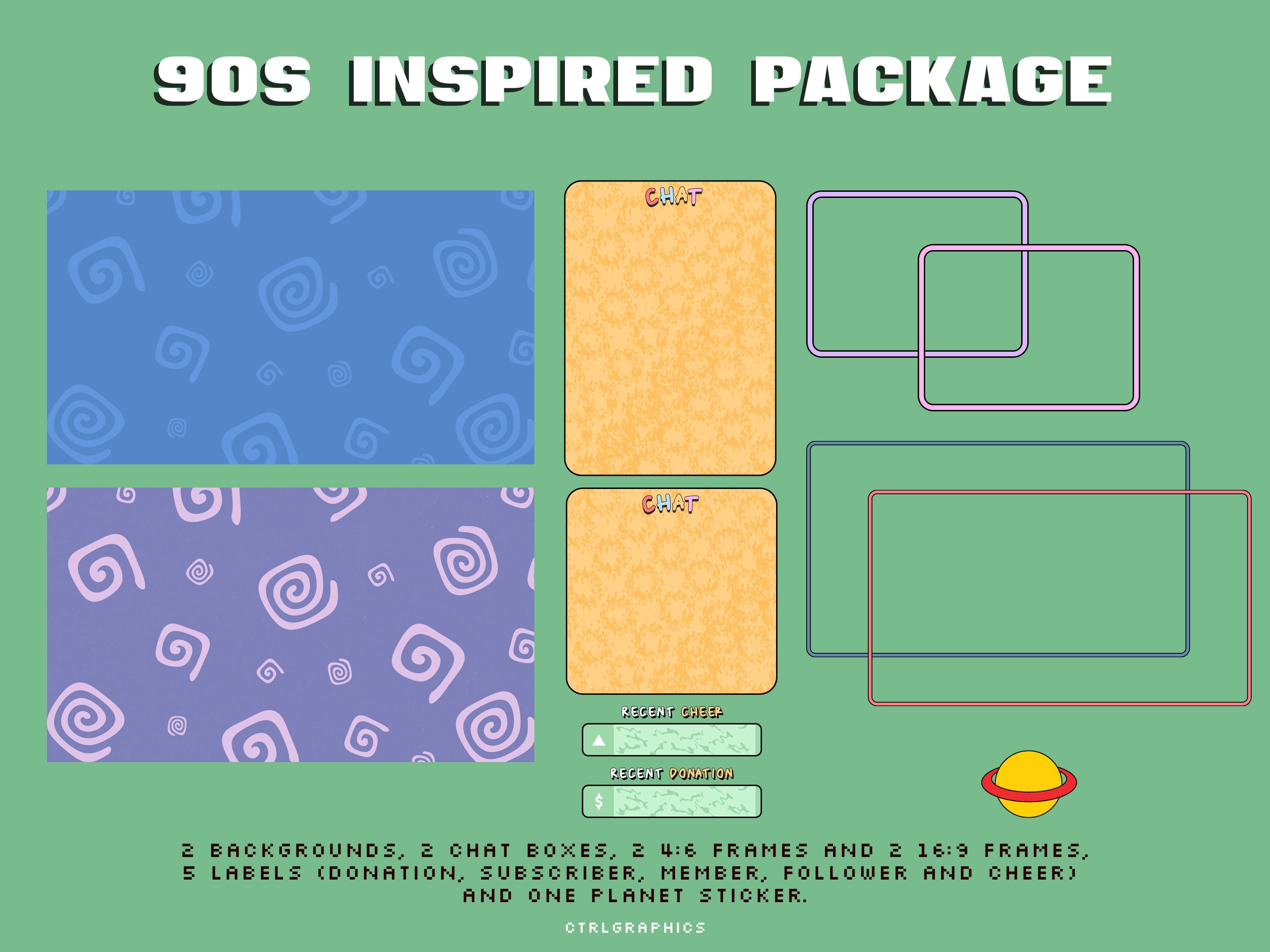 90s Inspired Show Streaming Package / Twitch & Youtube Overlays ...