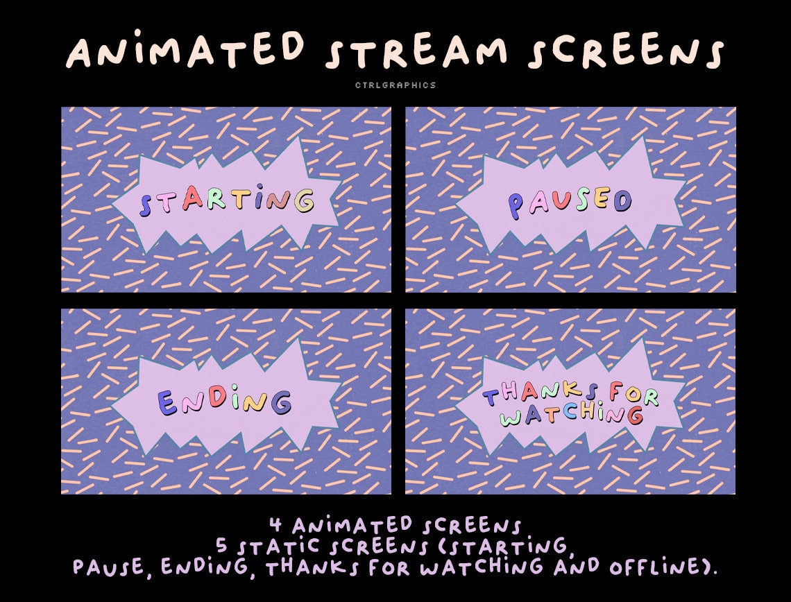 90s Show Inspired Screens for Streaming / Twitch & Youtube Overlays / 5 ...