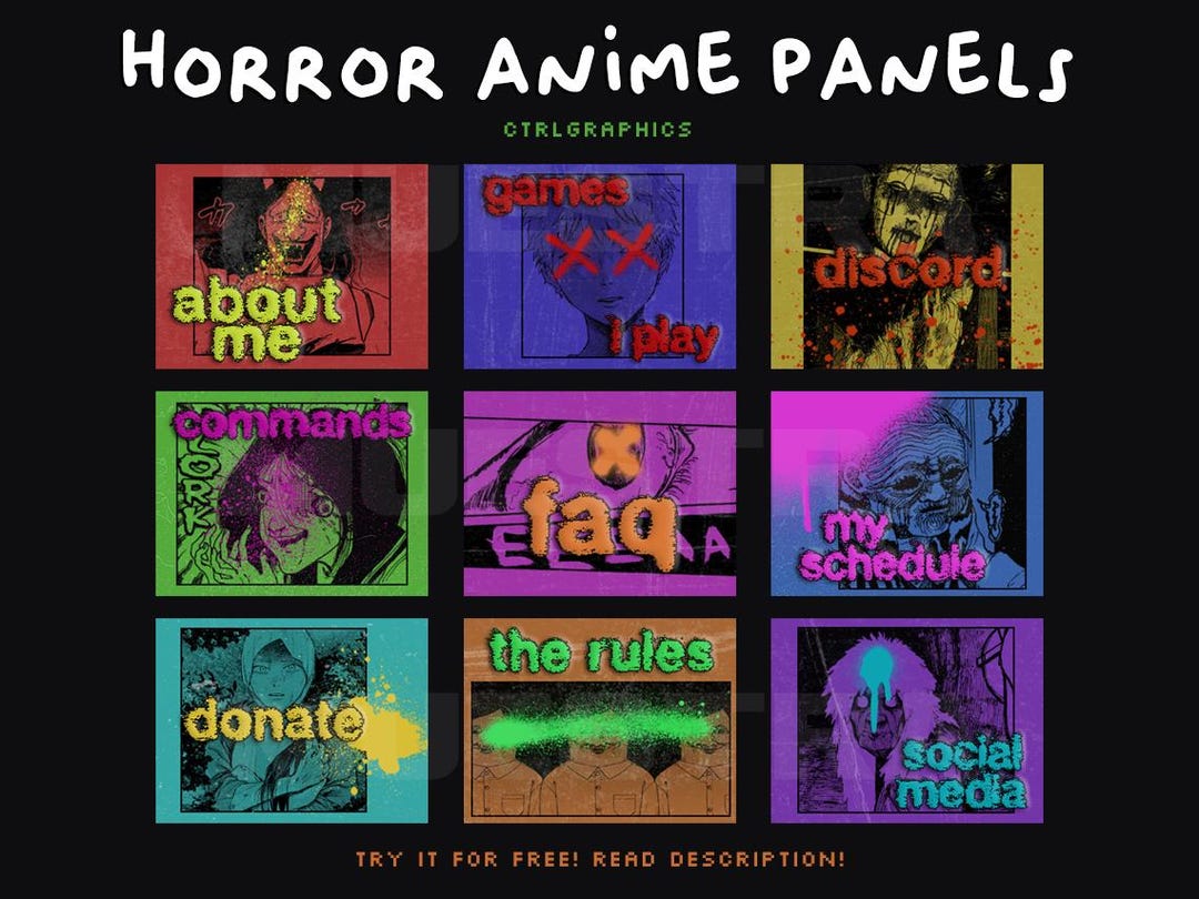 Anime Horror Twitch Panels: Manga Gaming Grafik (Digitaler Download ...